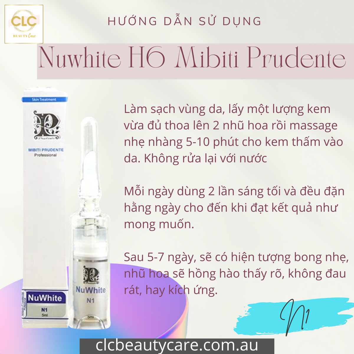 Kem làm hồng nhũ hoa Nuwhite N1 Mibiti Prudente – CLC BEAUTY CARE